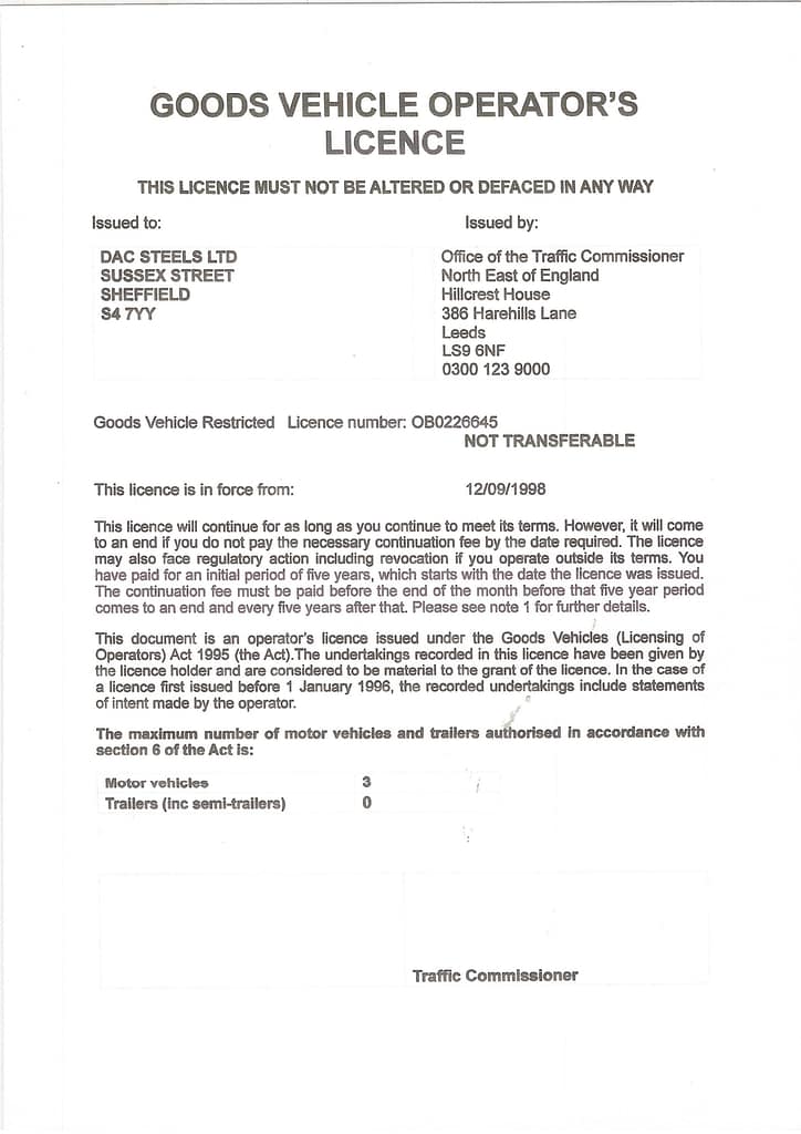 Licenses - DAC Steels | Scrap Yard